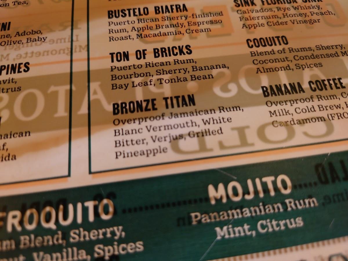 Menu at Otto’s High Dive restaurant, Orlando
