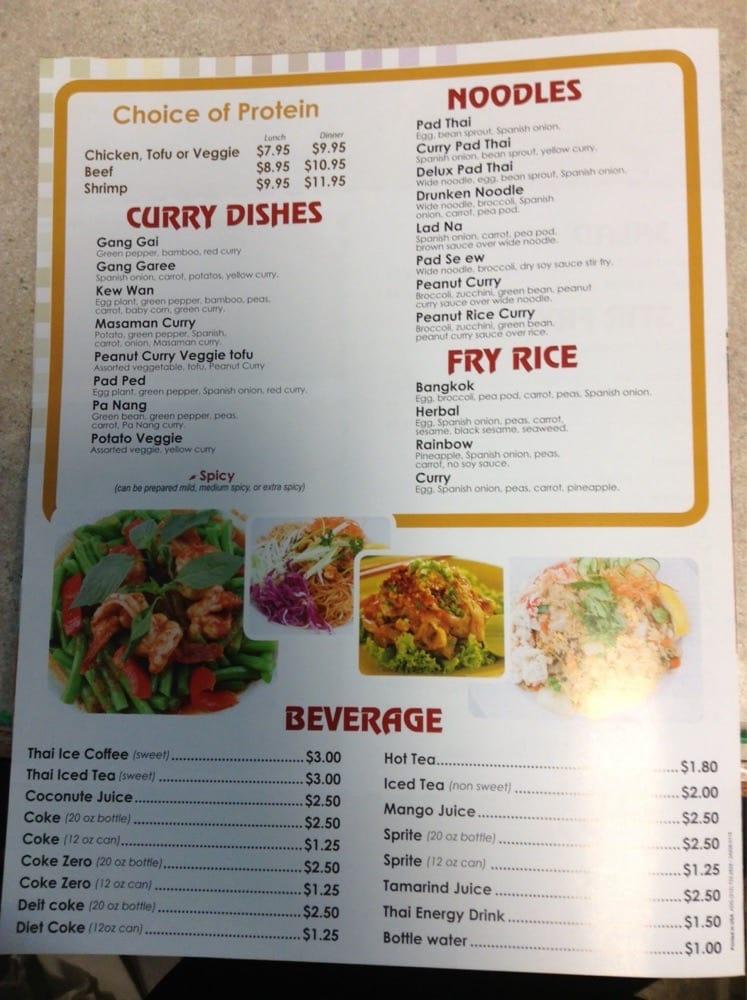 Menu at Thai Flavor restaurant, Battle Creek