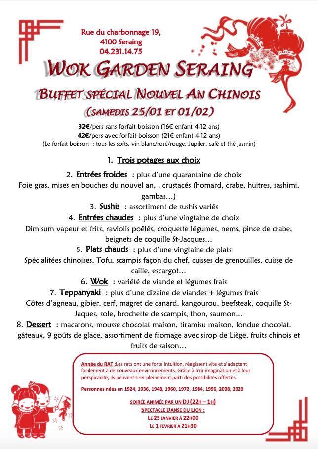 Menu at Wok Garden, Seraing