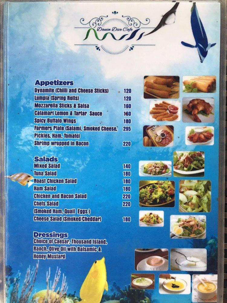 Carta de Dauin Dive Cafe, Dauin