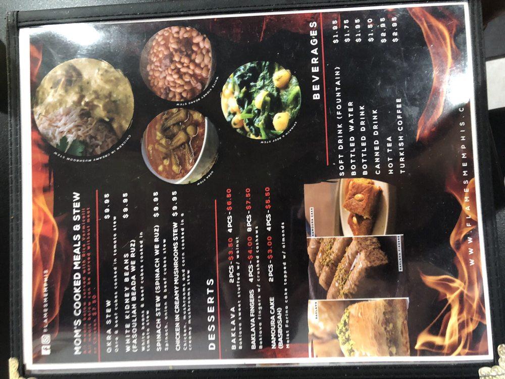 Menu at Flames Mediterranean & Grill restaurant, Memphis