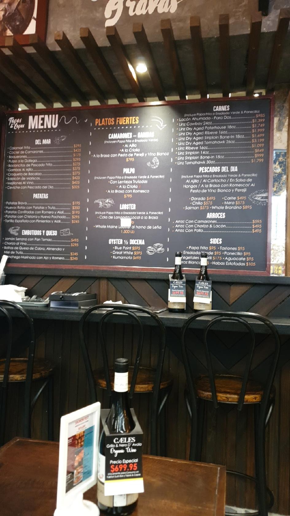 Carta del restaurante Tapas y Copas, Santo Domingo