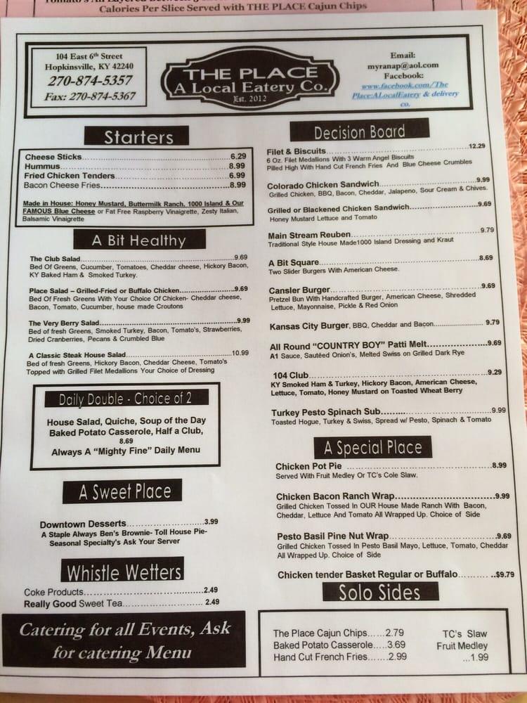 Menu at bistro on 6th restaurant, Hopkinsville