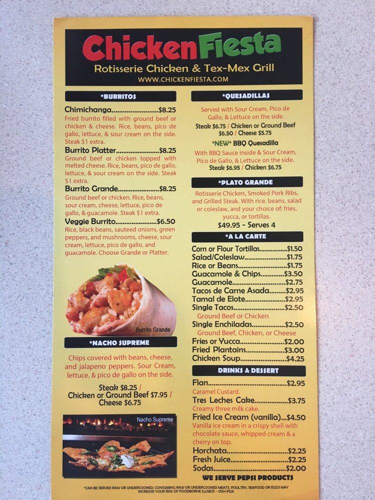 Menu at Chicken Fiesta Broad Street restaurant, Richmond, W Broad St