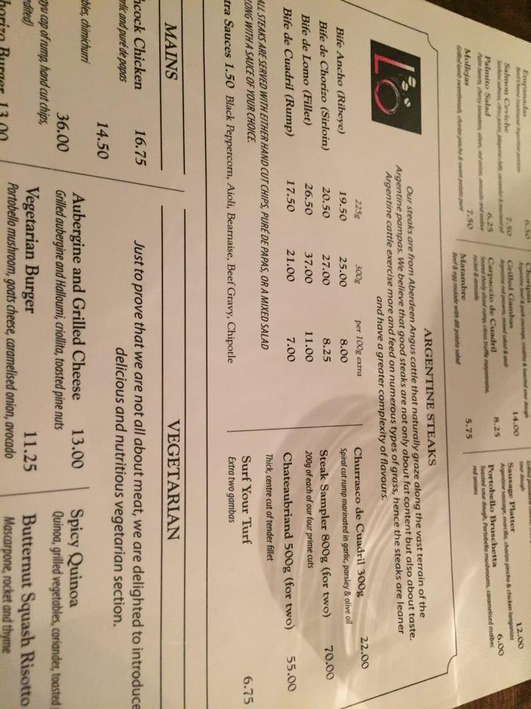 Menu at Lomito Northwood steakhouse, Northwood