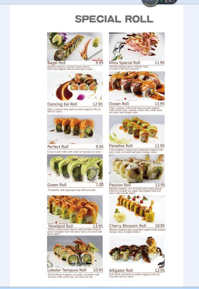 Menu at Omizu Japanese Restaurant, Parma