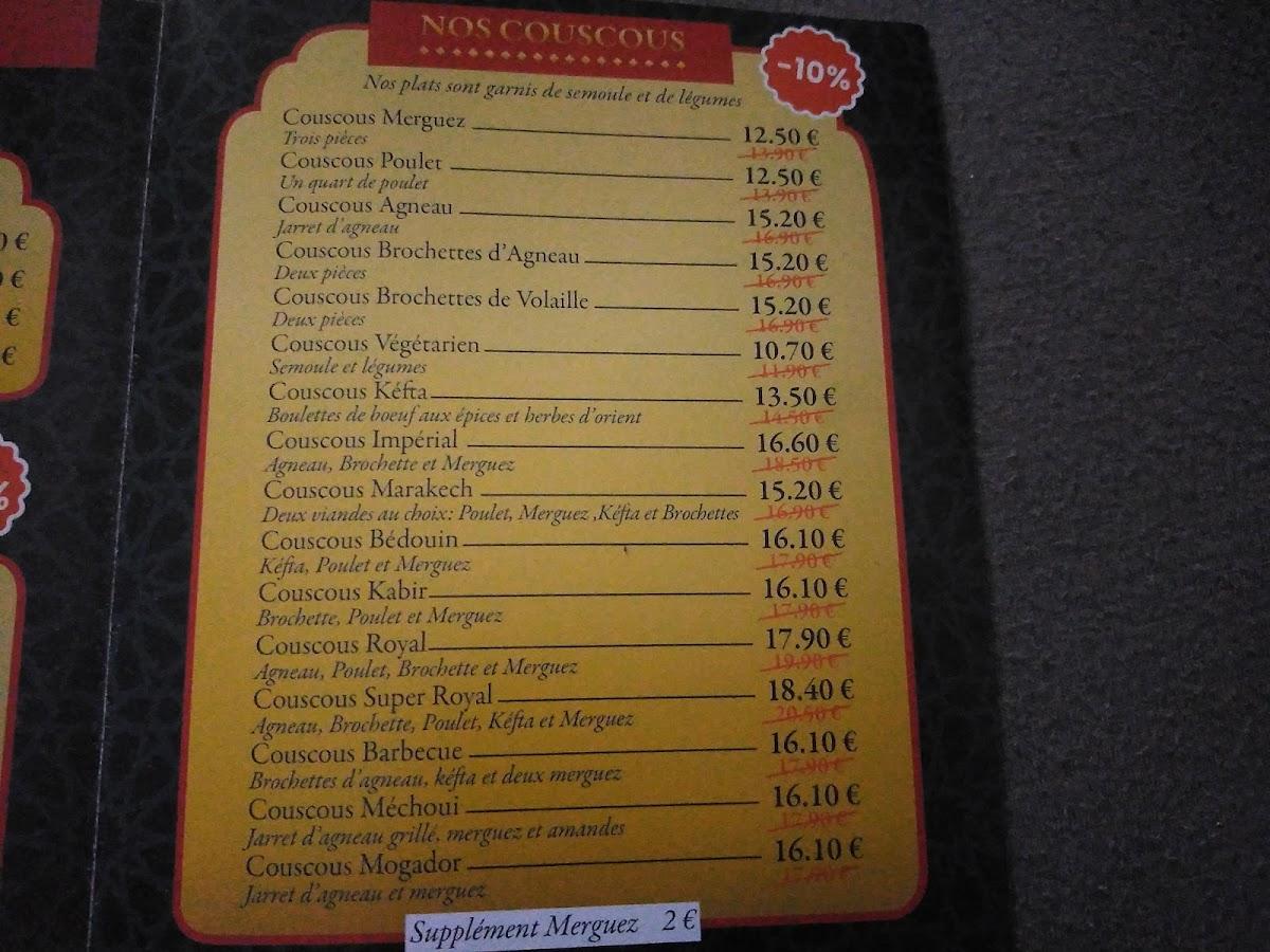 Menu au Restaurant Le Riad, Ploërmel