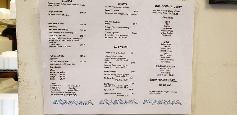 Menu at Rick's Ribs BBQ, Loves Park