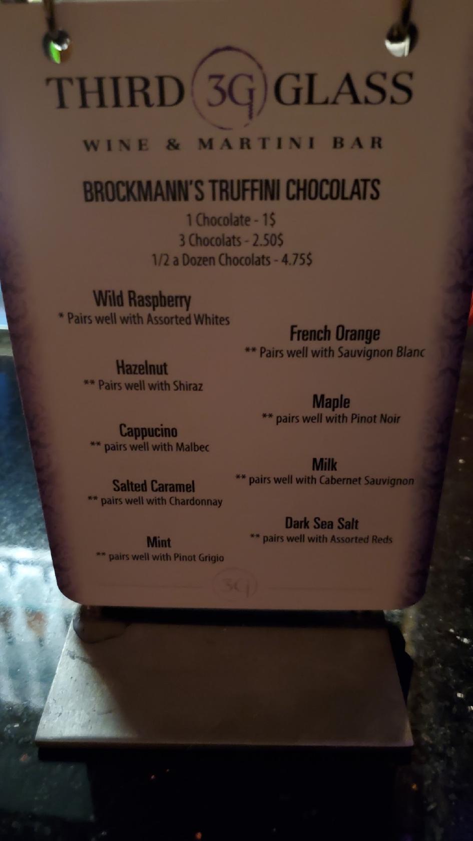 Menu at The Third Glass pub & bar, Moncton