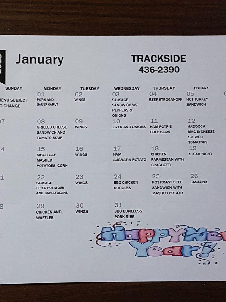 Menu at Trackside Tavern pub & bar, Mifflin