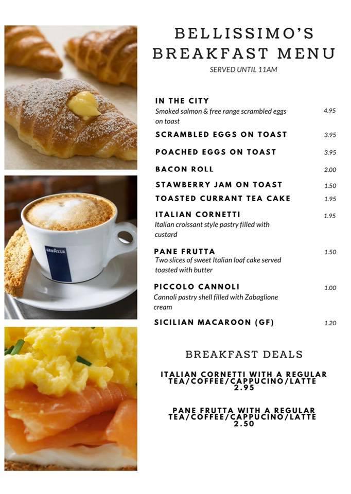 Menu at Bellissimo Italian Burnley restaurant, Burnley