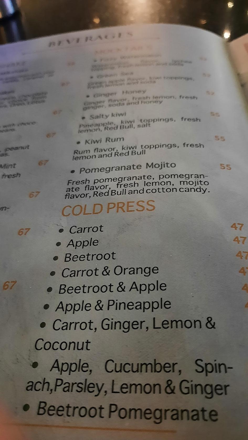 Carta de Coco Cafe & Restaurant, New Cairo City