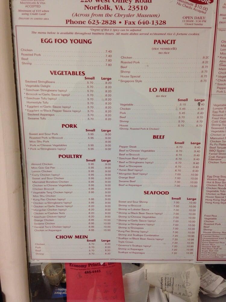 Menu at Golden Fortune Restaurant, Norfolk