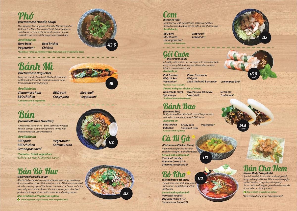 Menu at Pho Nung 123 restaurant, Melbourne