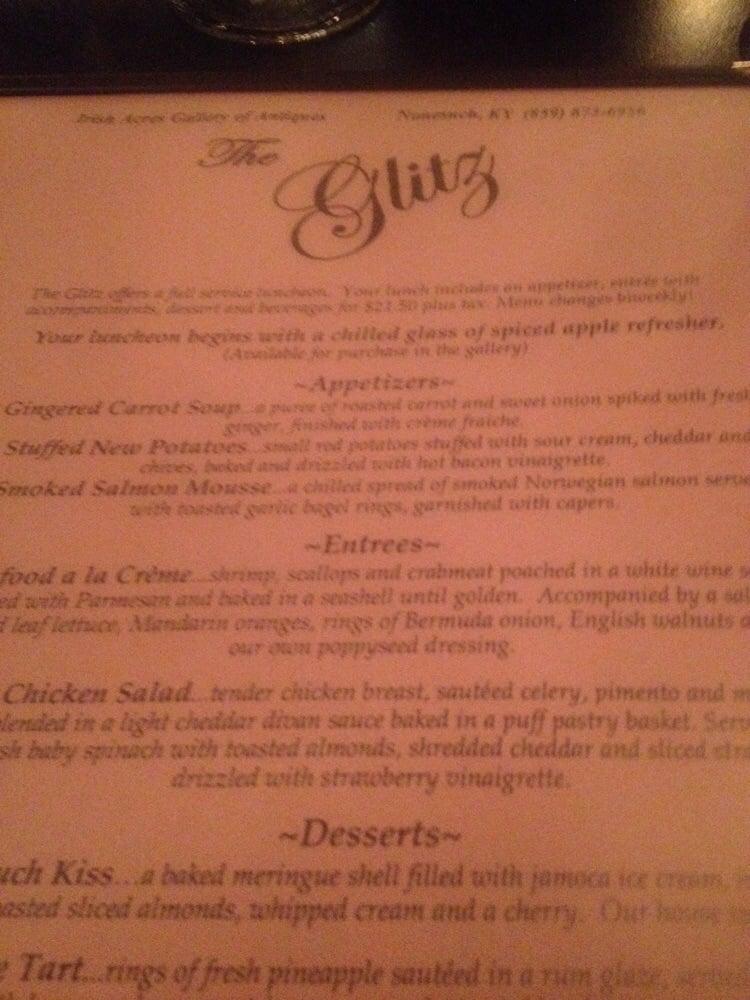 Menu at The Glitz restaurant, Lexington