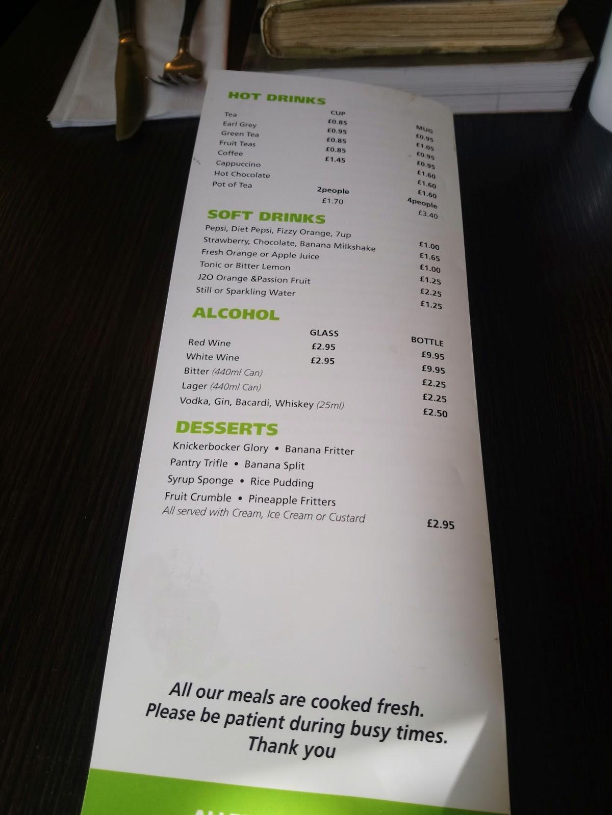 Menu at The Pantry restaurant, Lowestoft
