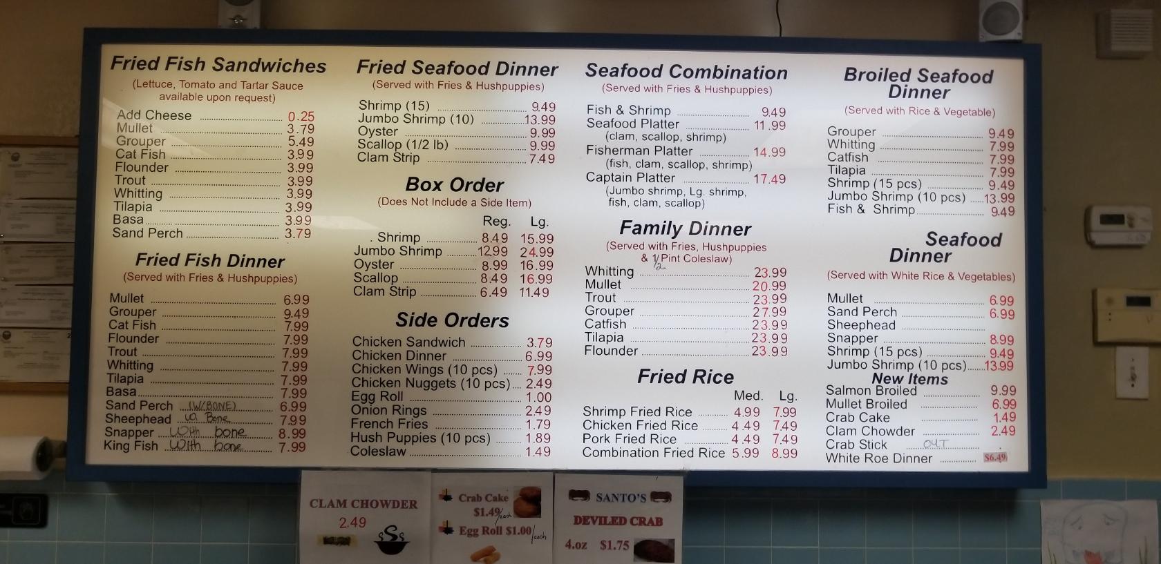 Menu at Blue Sea Seafood Market & Restaurant, Tampa
