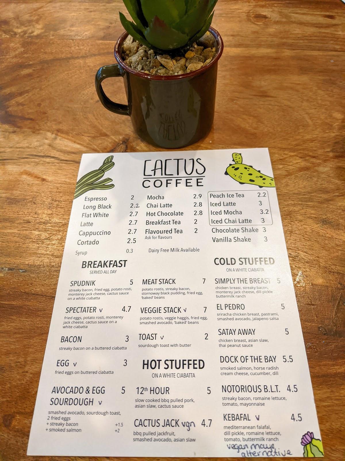 Menu at. cafe, Edinburgh