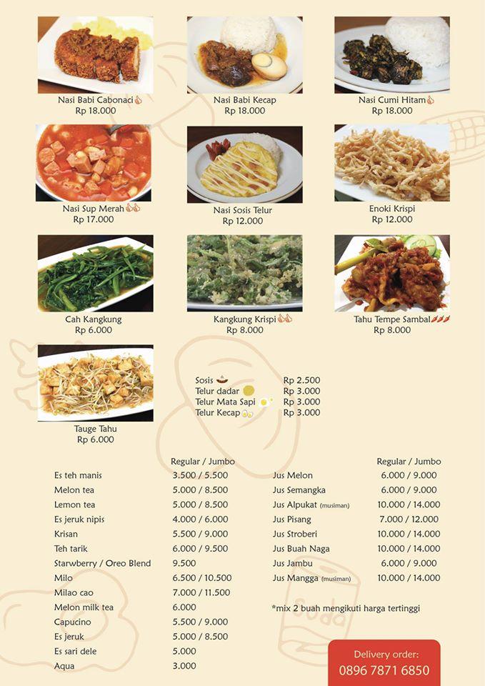 Menu at Depot Garlita restaurant, Surabaya
