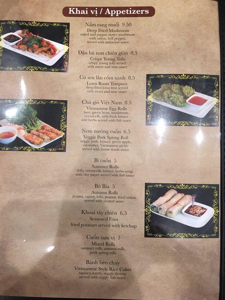 Menu at New Hoa Dang Vegetarian Restaurant, San Jose