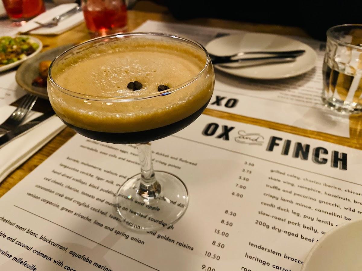 Menu at Ox and Finch restaurant, Glasgow, 920 Sauchiehall St