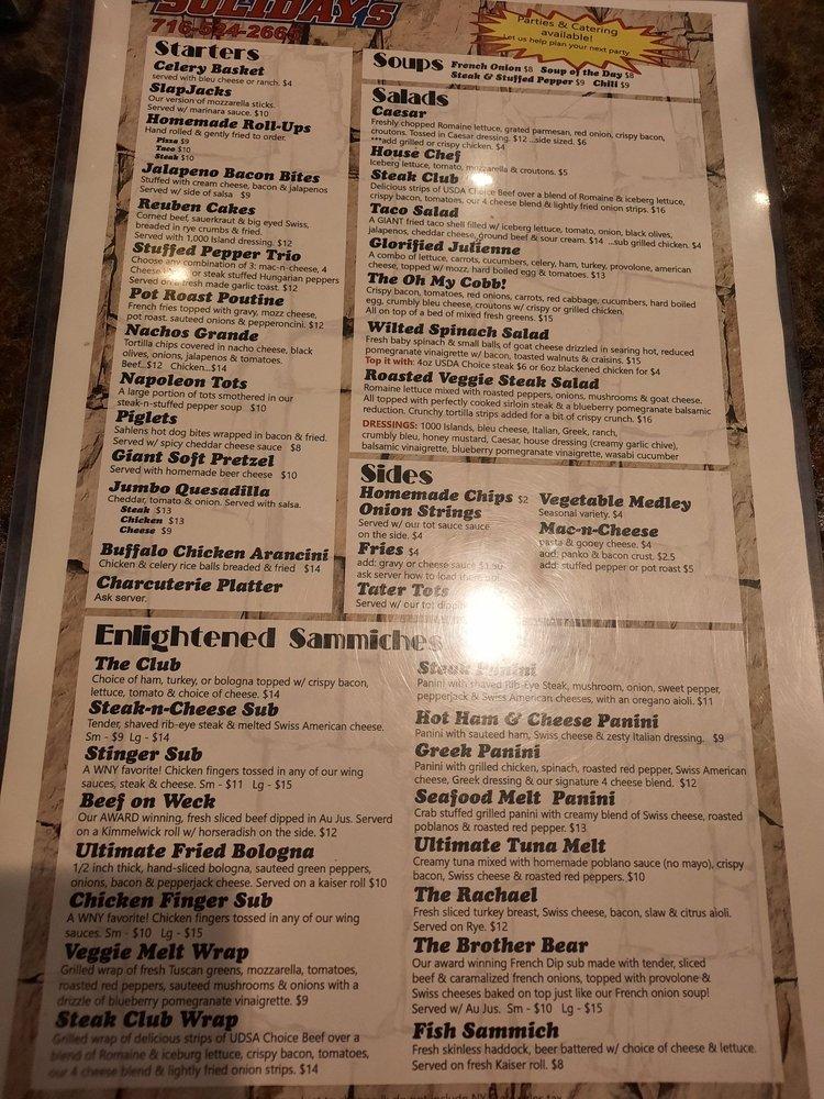 Menu at Solidays Restaurant, Wheatfield