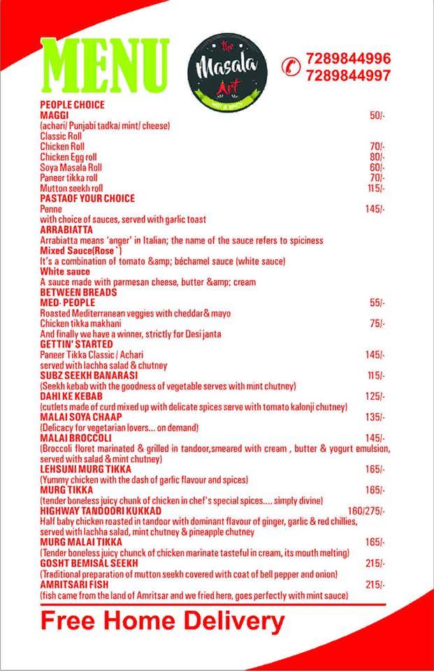 Menu at The Masala Art, Gurugram, U-Block