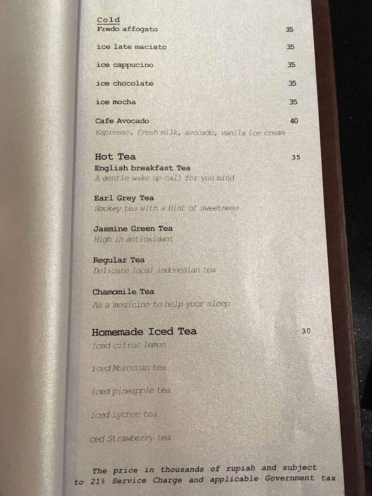 Menu at The Tenku Japanese Restaurant, Kuta Selatan