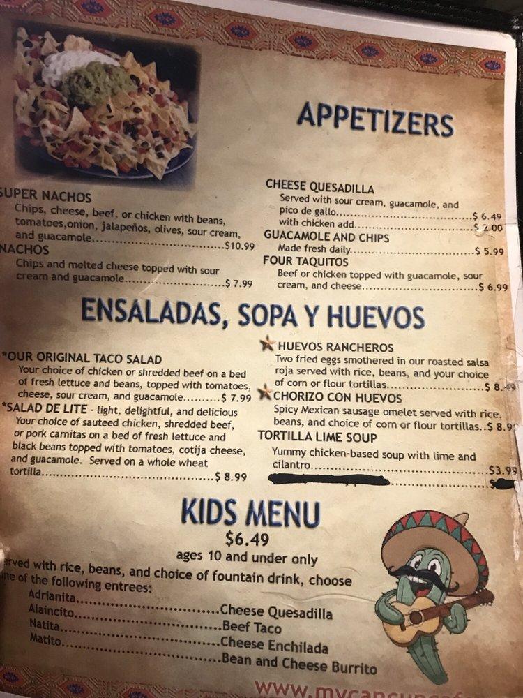 Menu at Cancun Cafe, Salt Lake City, 885 E 3900 S