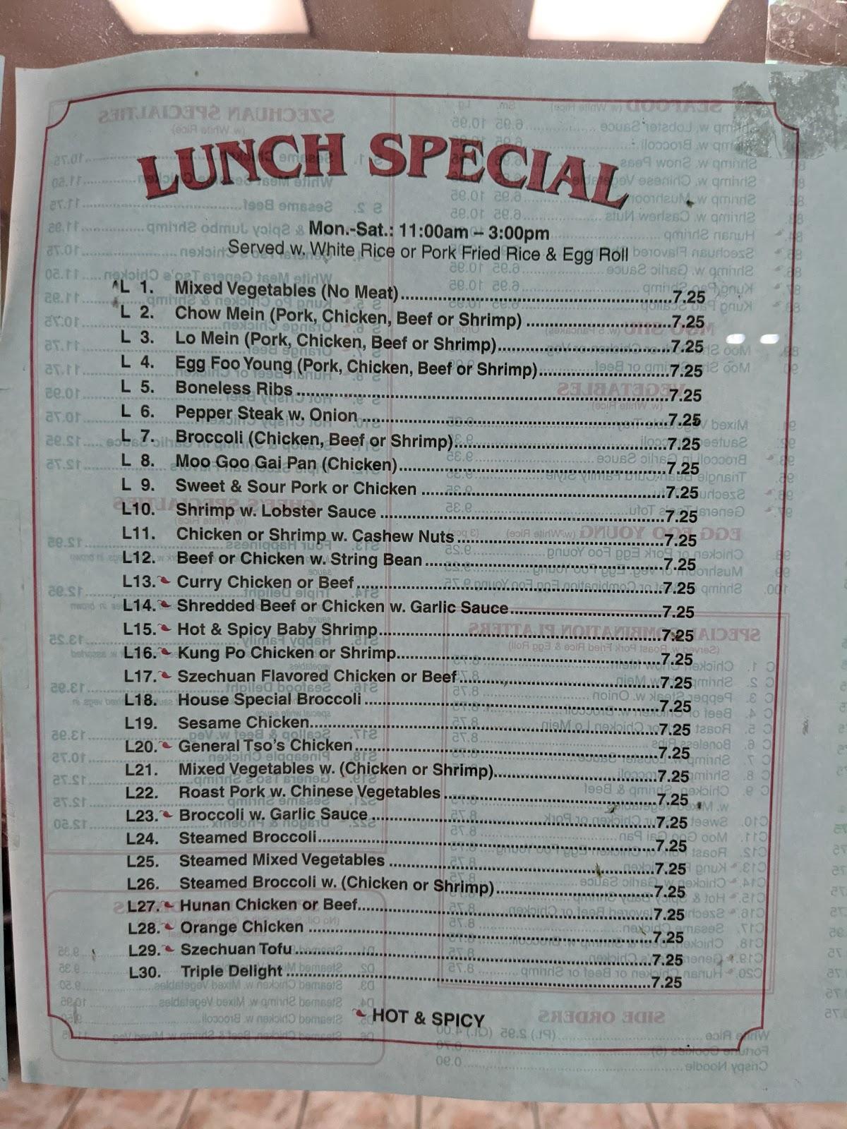 Menu at China Chef restaurant, Stanley
