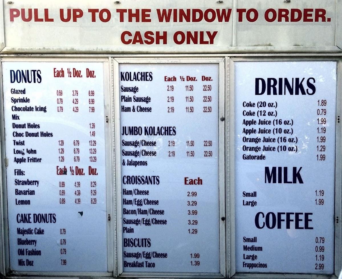 Menu at Donut Heaven, Prattville