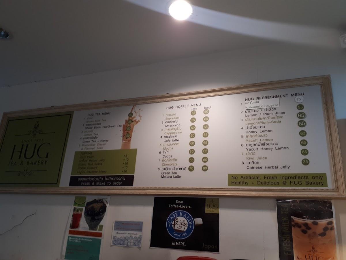 Menu at Hug, Bangkok, Int Intersect