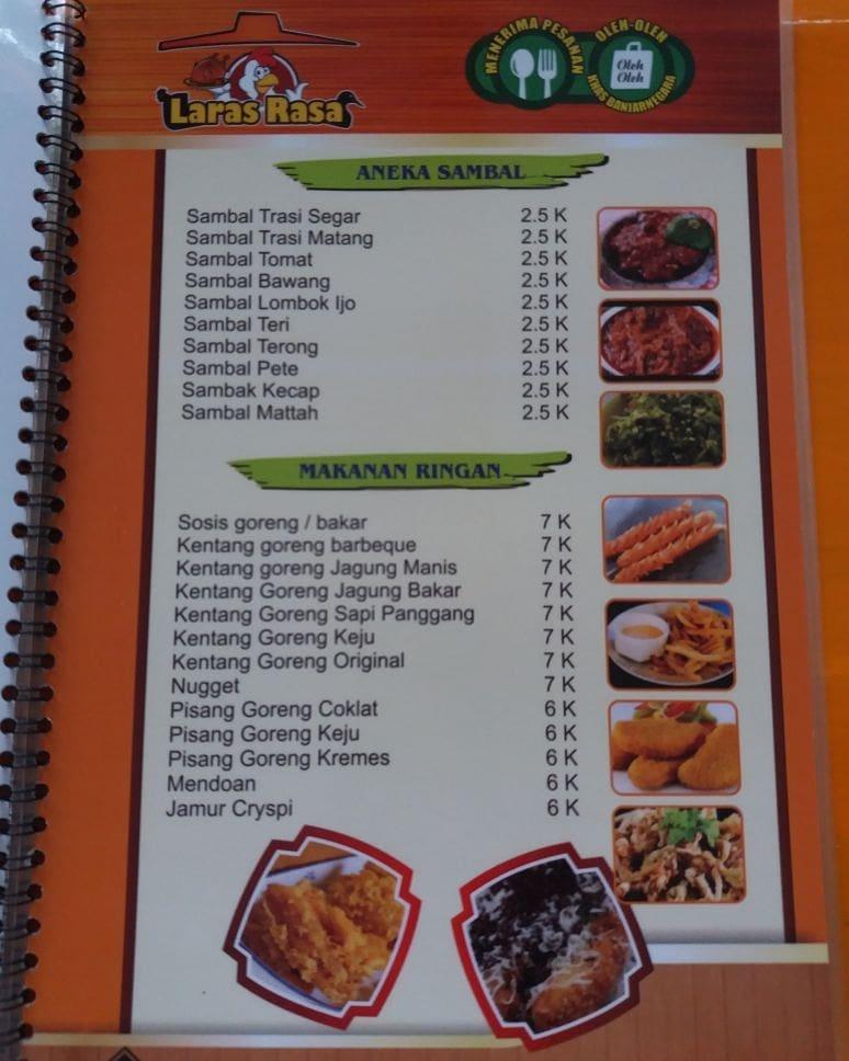 Menu at LARAS RASA RESTORAN restaurant, Banjarnegara