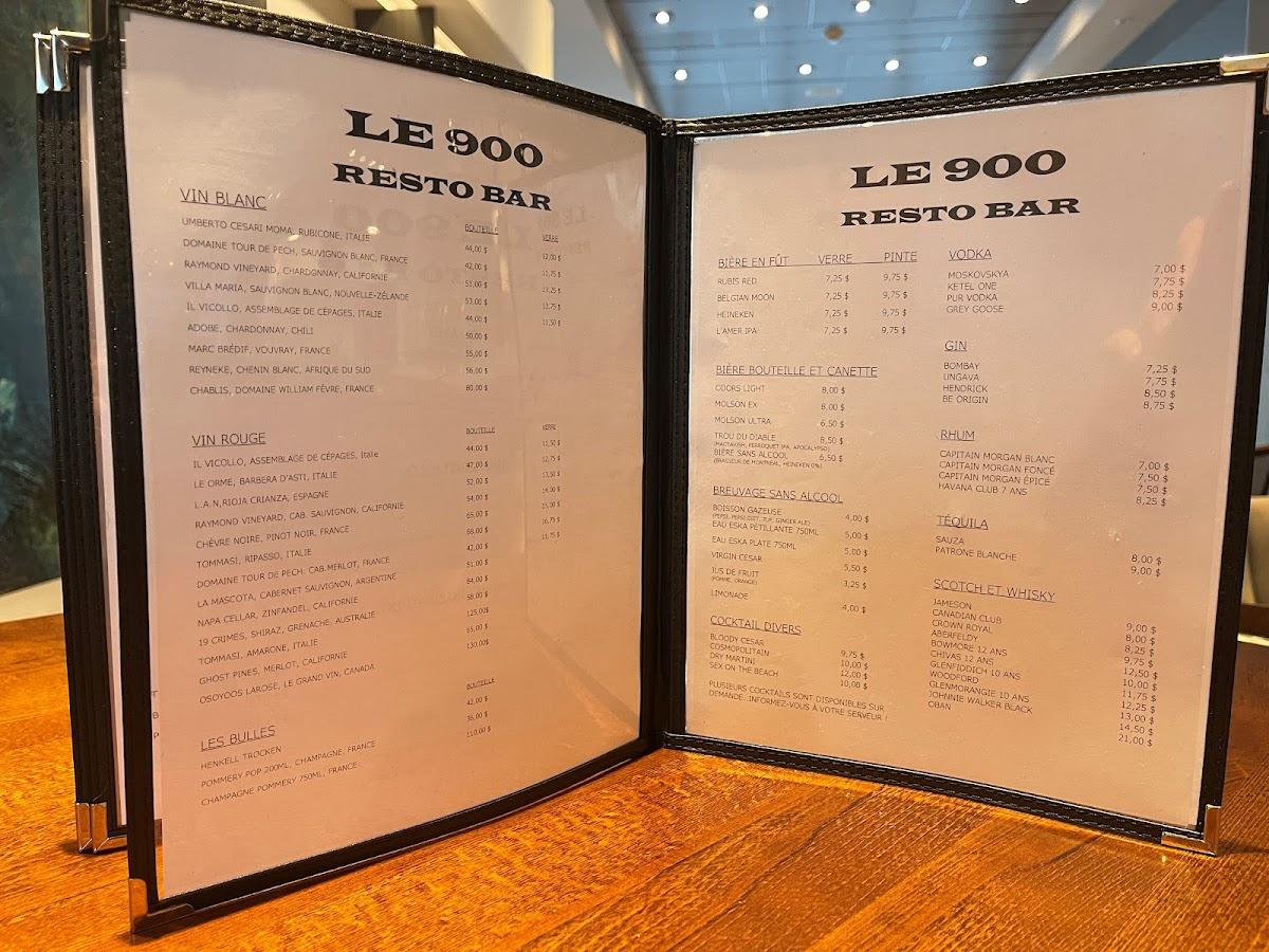 Menu au LE 900 RESTO-BAR / Courtyard by Marriott, Québec