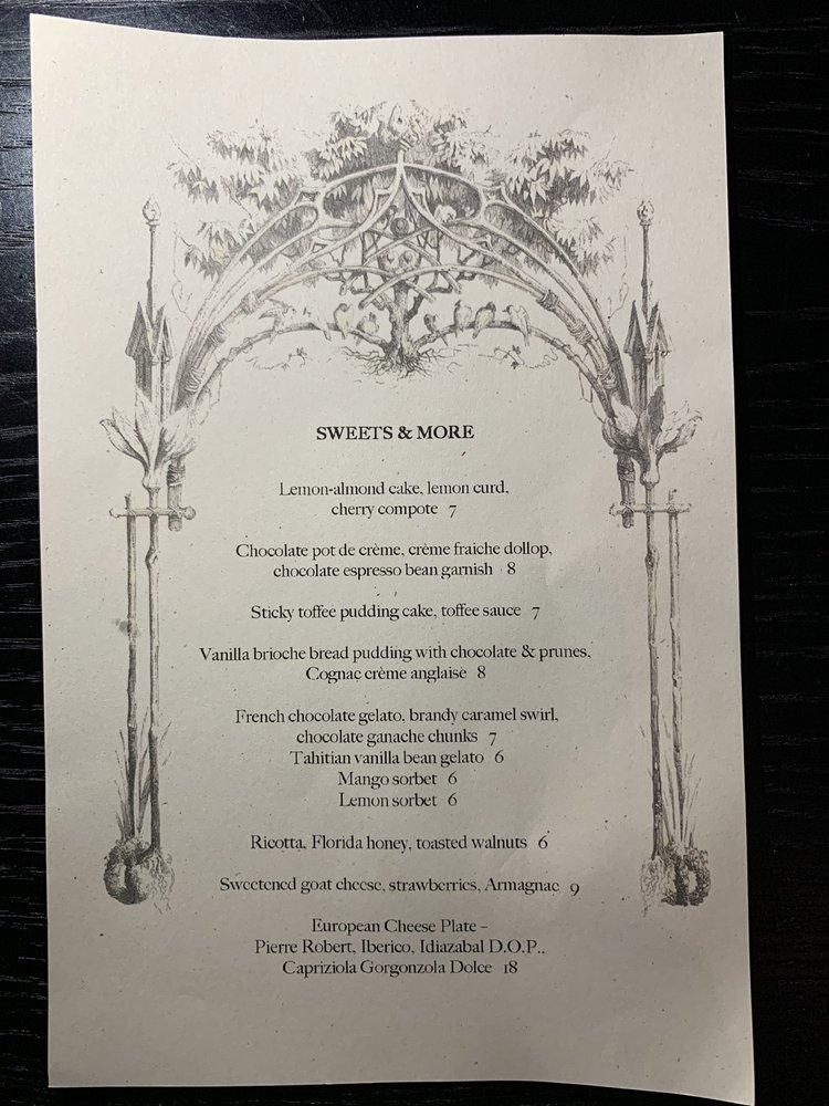 Menu at Oak & Ola restaurant, Tampa