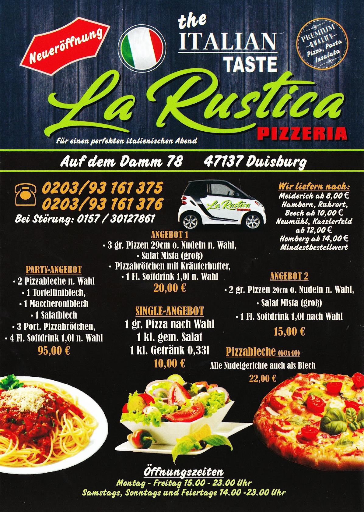 Speisekarte von Pizzeria La Rustica, Duisburg
