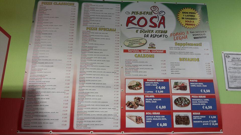 Menu at Pizzeria Rosa, Lugo