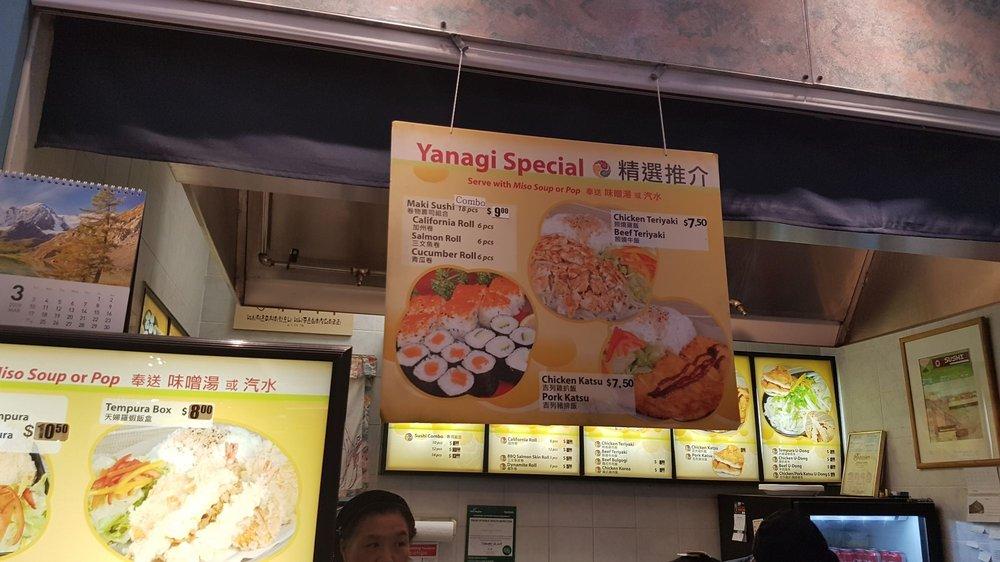 Menu at Yanagi Sushi restaurant, Markham