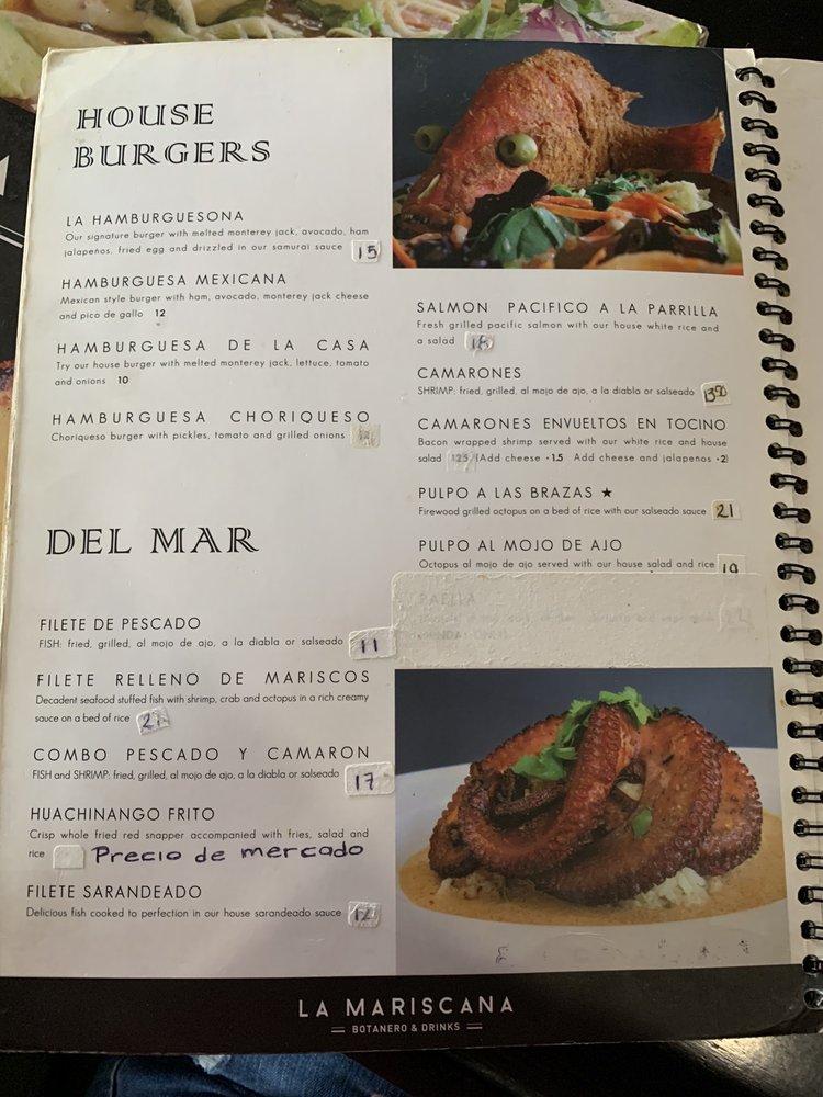 Menu at La Mariscana -Botanero & Drinks- restaurant, Laredo