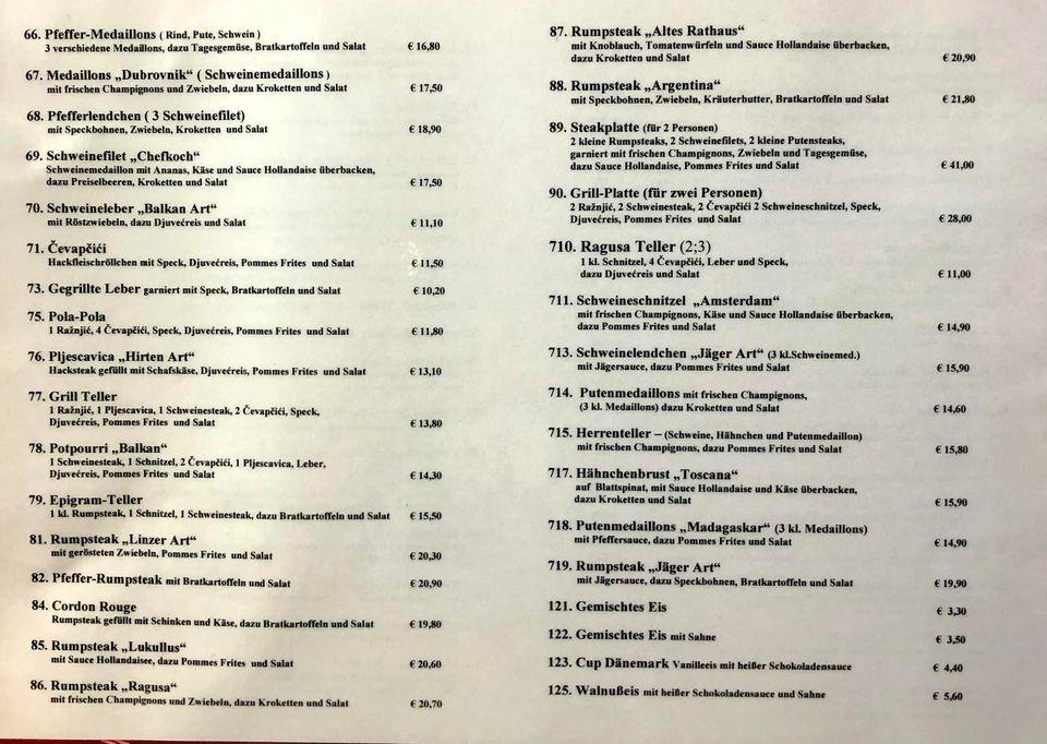 Speisekarte von Ragusa restaurant, Krefeld