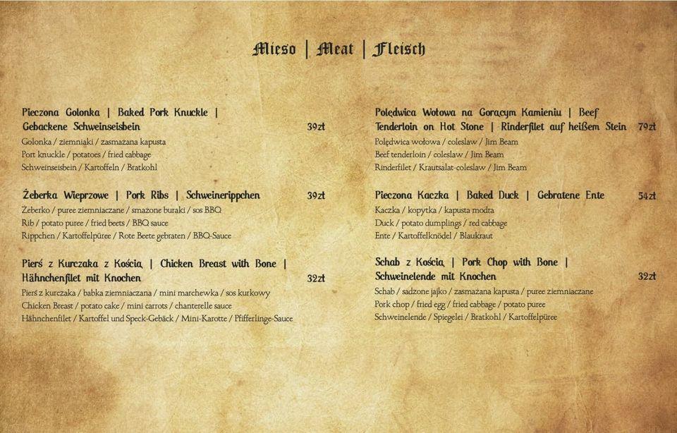 Menu at Tawerna Portowa restaurant, Ustka