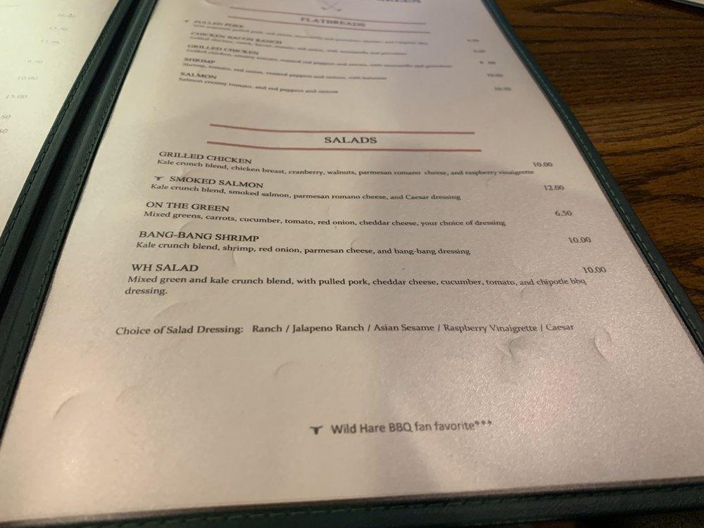 Menu at Wild Hare BBQ, Van Wert, US-127