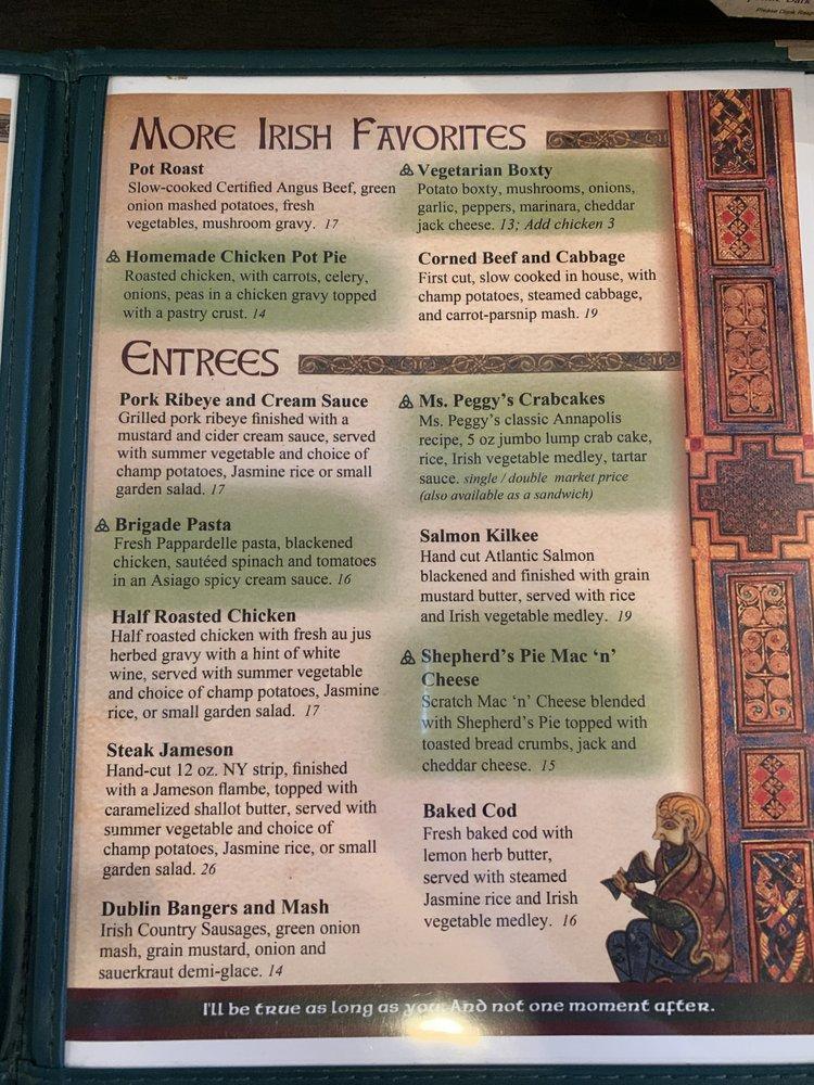 Menu at Brian Boru Restaurant and Pub, Severna Park