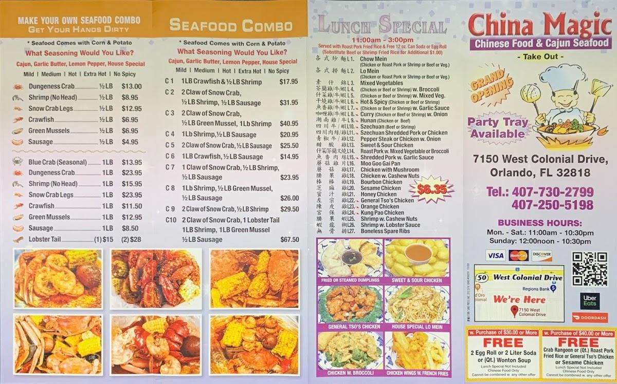 Menu at China Magic restaurant, Orlando