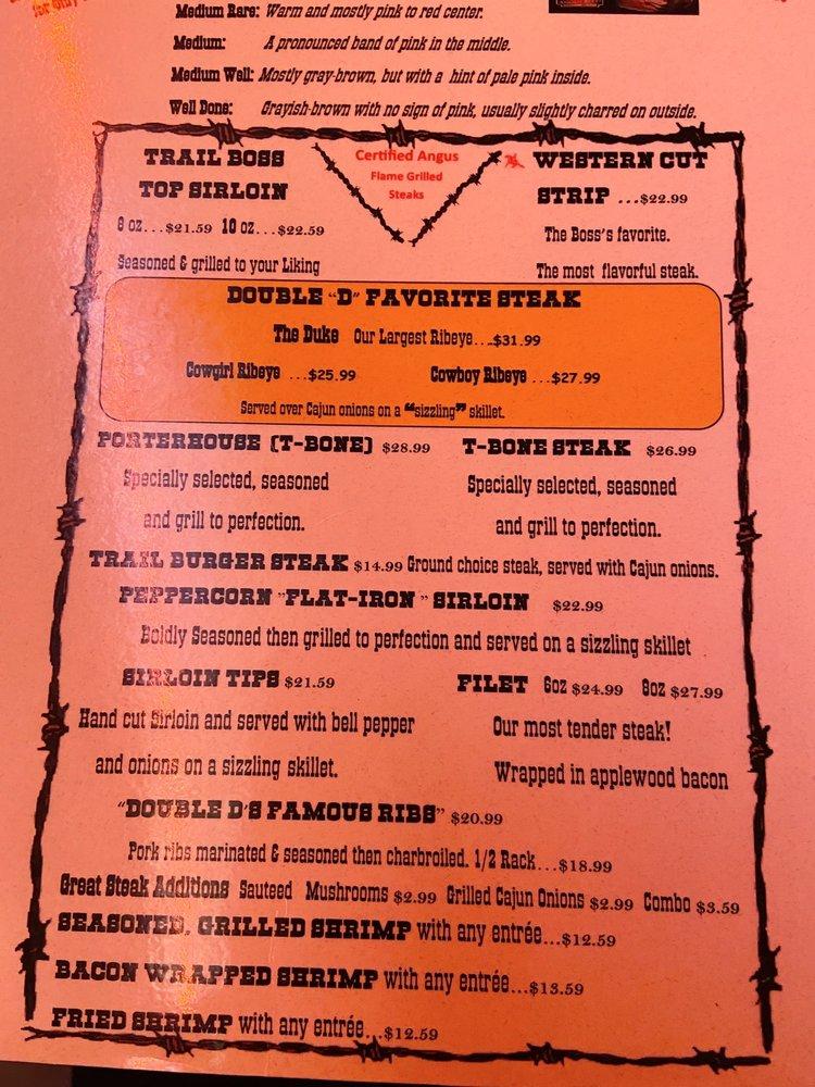 Menu at Double D Steak House steakhouse, DeRidder