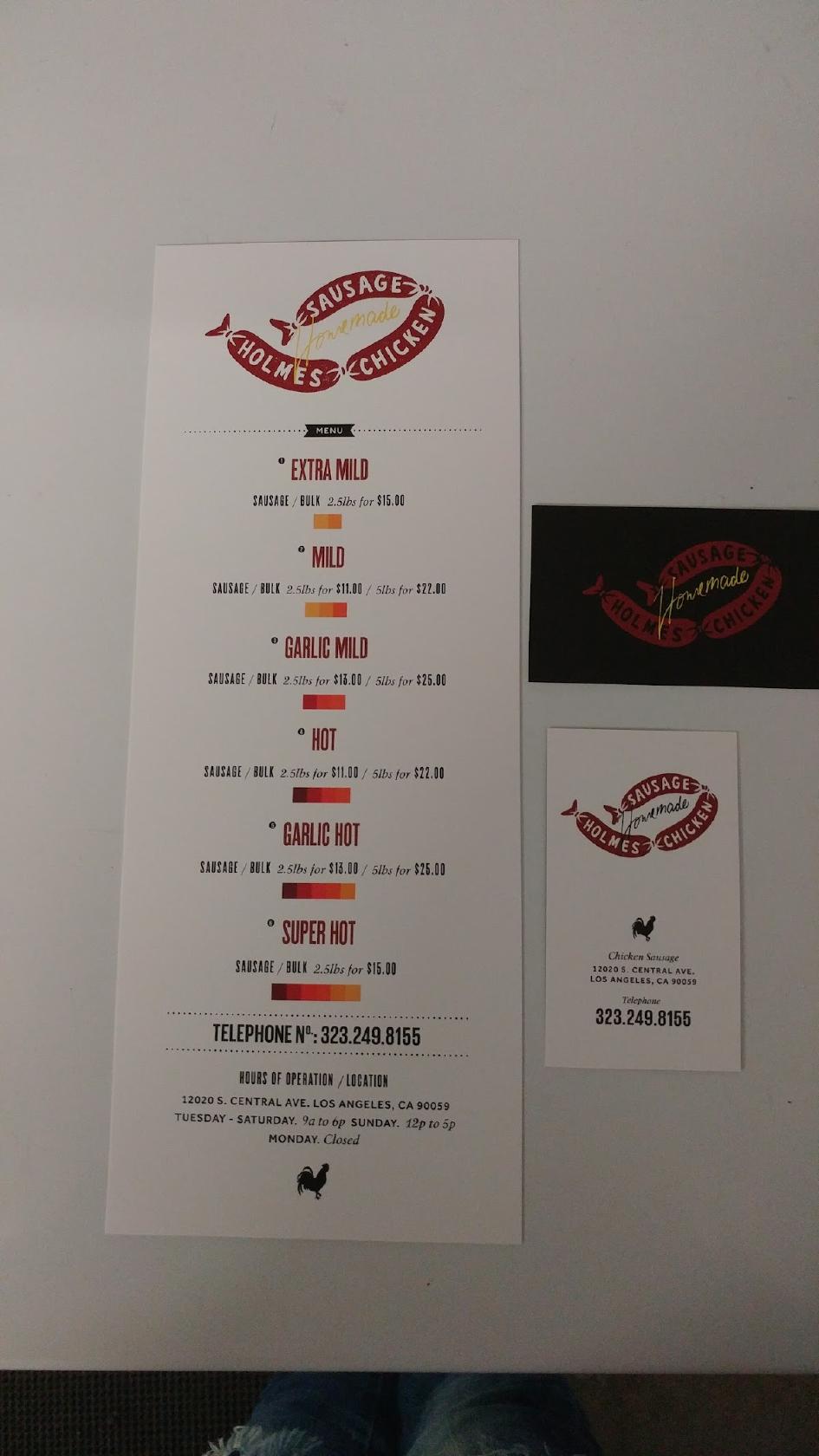 Menu at Holmes Homemade Chicken Ssgs restaurant, Los Angeles