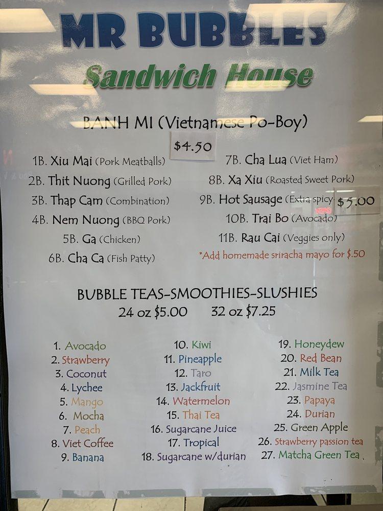Menu at Mr Bubbles Sandwich House restaurant, Gretna