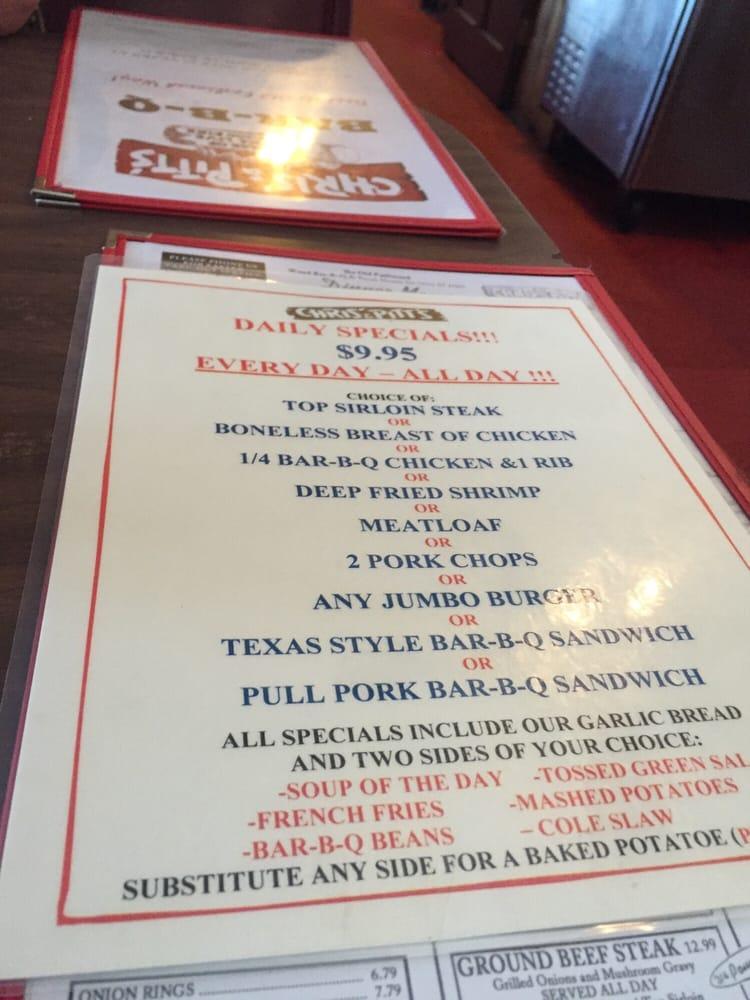 Menu at Chris & Pitts BBQ Restaurant, Bellflower
