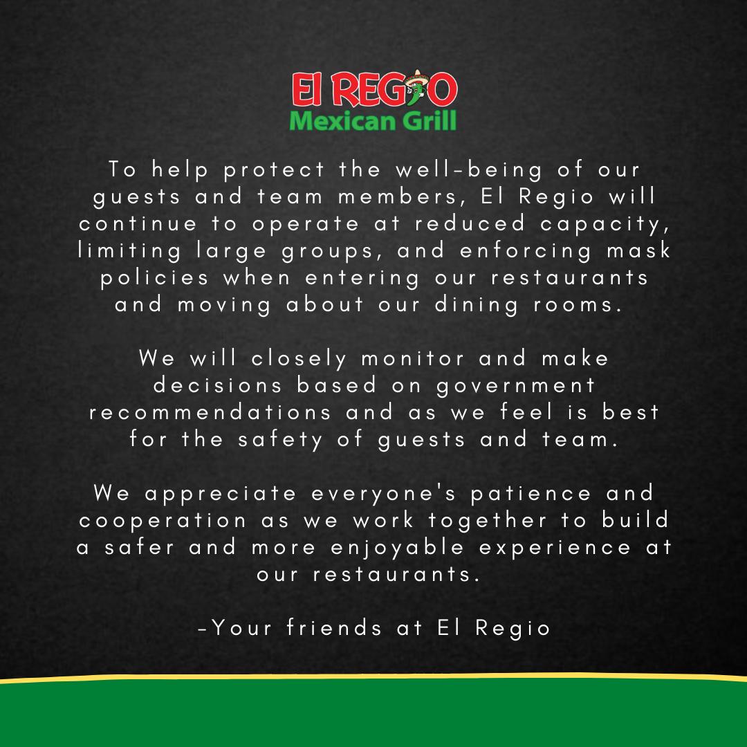 Menu at El Regio Mexican Grill restaurant, Houston