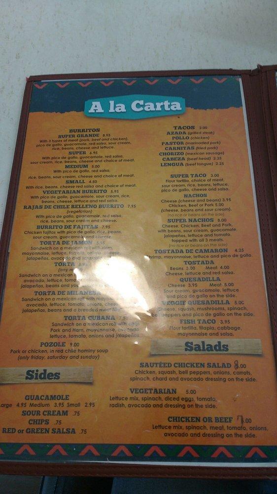 Menu at La Roca restaurant, Lincoln City, US-101